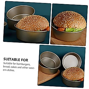 Yardwe 2pcs Burger Mold Pizza Bread Baking Molds Cake Pan Set Round Canning Set Chocolate Chip Muffins Stainless Steel Saucepan Reusable Mold Cake Mould Meatloaf Mold Golden Carbon Steel