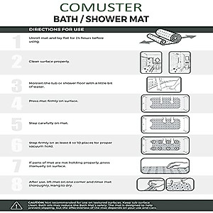 COMUSTER Bathtub and Shower Mats, Extra Long Non-Slip Bath Mat (39" x 16"), Machine Washable Bath Tub Mat for Bathroom(Solid Grey)
