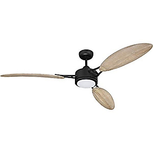 Craftmade 64" Journey Indoor/Outdoor Flat Black Finish Ceiling Fan, LED Light Kit (Optional), Remote Control Included, Smart WiFi Enabled with Voice Activation, works with Alexa & Smart Home Devices