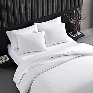 Vera Wang - Queen Comforter Set, Luxury Cotton Bedding with Matching Shams, Medium Weight & Ideal for All Seasons (Waffle Pique Queen, White)
