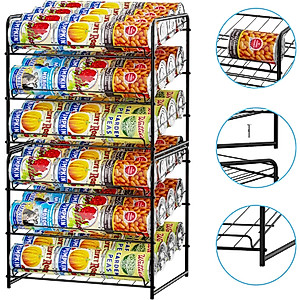 Simple Trending Can Rack Organizer, Stackable Can Storage Dispenser Holds up to 36 Cans for Kitchen Cabinet or Pantry, Black