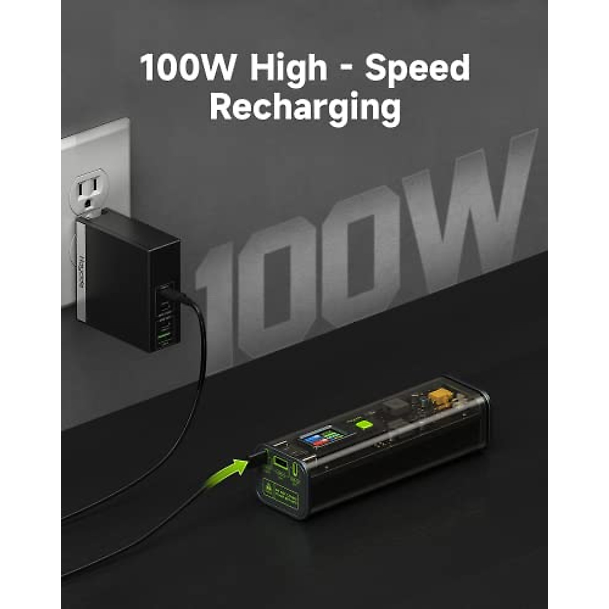 Haycide Portable Phone Charger for iPhone 14/13, 20000mAh Laptop Power Bank with 155W Output,3 Port USB C See-Through Battery Bank with IPS Digital Display for MacBook,iPad,iPhone,Samsung,Dell etc