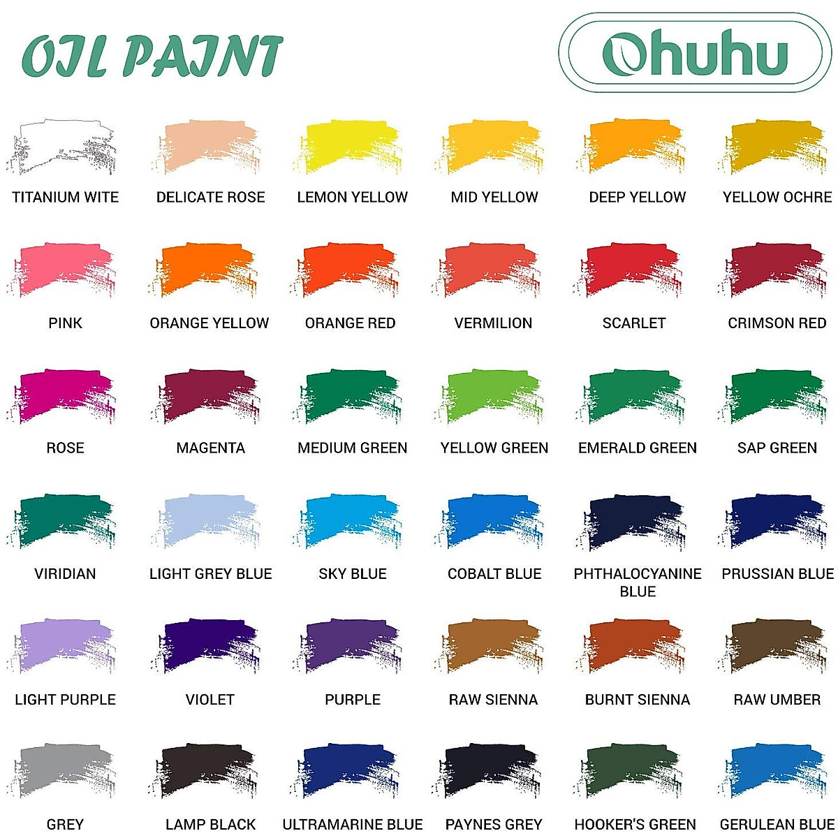 Ohuhu Oil Paint Set, 36 Oil-Based Colors, 12ml/0.42oz x 36 Tubes Non-Toxic Oil Painting Set Supplies for Canvas Painting Artist Kids Beginner Adult Classroom Student Art Supplies Gift DIY