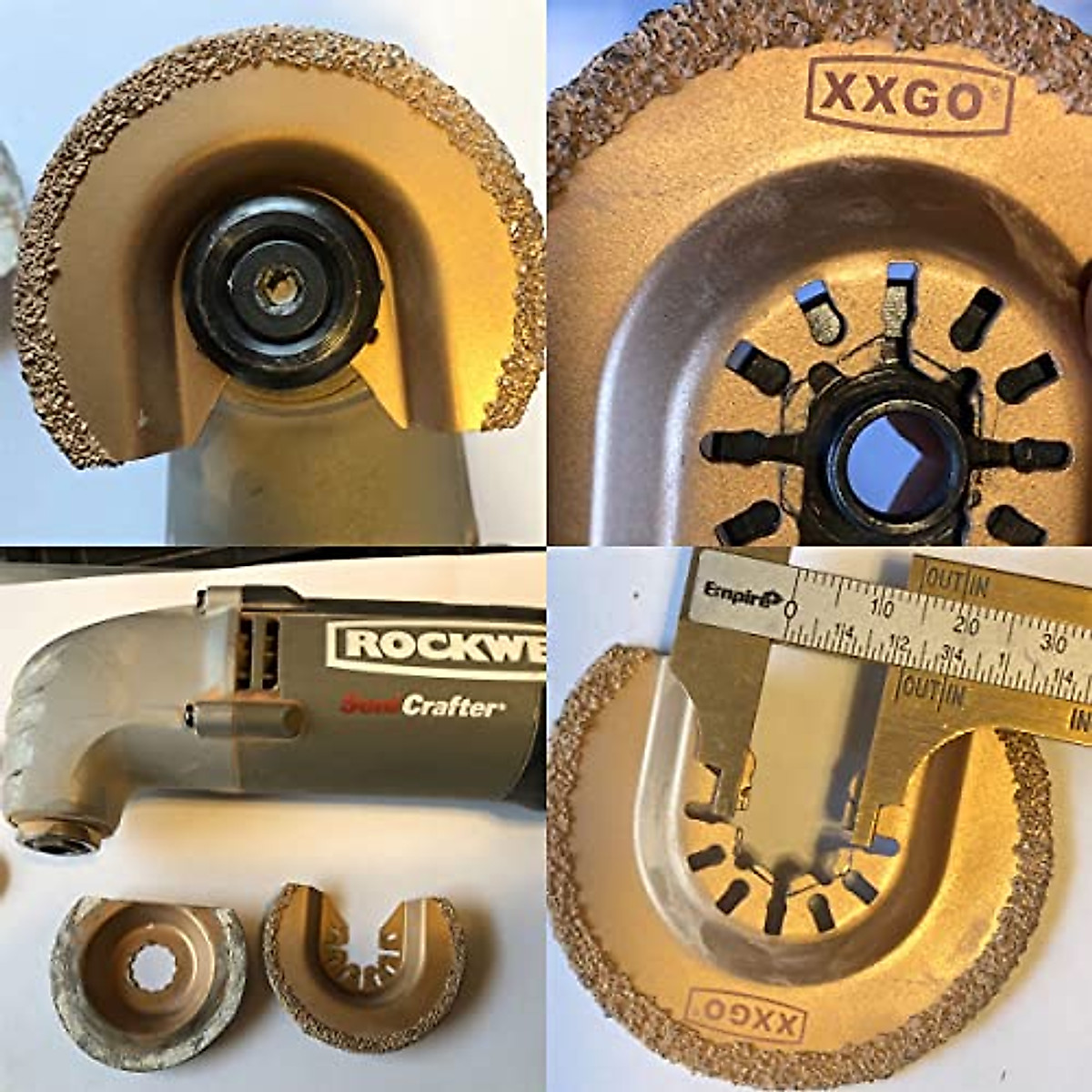 XXGO 5 Pcs Semicircle Carbide Oscillating Multi Tool Blades Universal Compatible with Bosch Chicago Craftsman Dremel Makita Milwaukee Porter Cable Ridgid Ryobi Rockwell XG8561