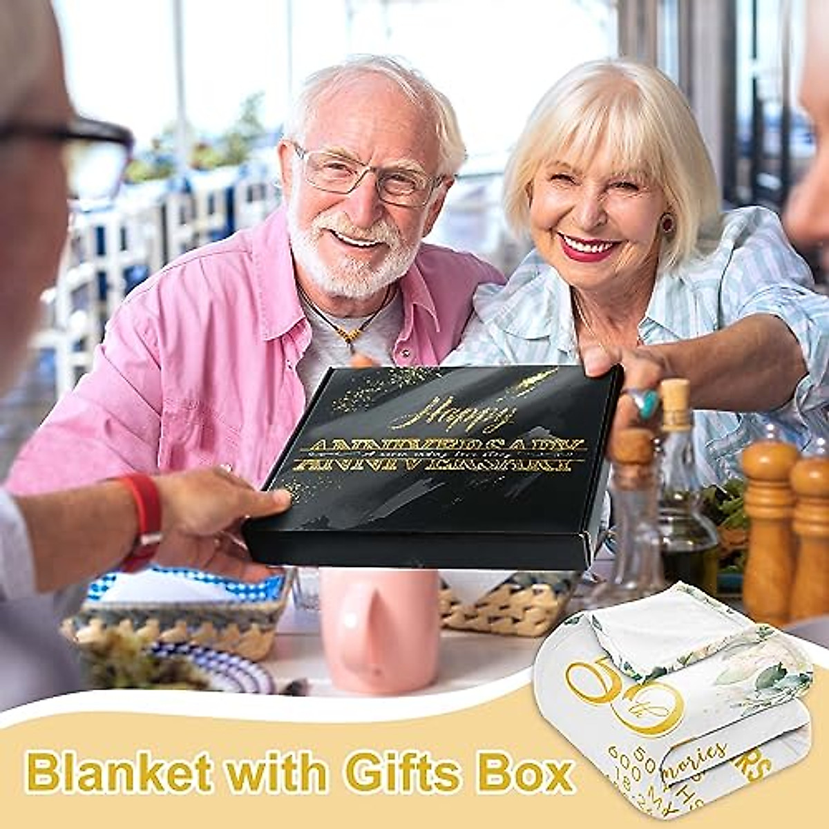 50th Anniversary Blanket Gifts with Gifts Box, 50th Anniversary Wedding Gifts for Parents Couple Friends, Gifts Ideas for 50th Anniversary, 50th Anniversary Decorations Blanket Gifts for Him Her