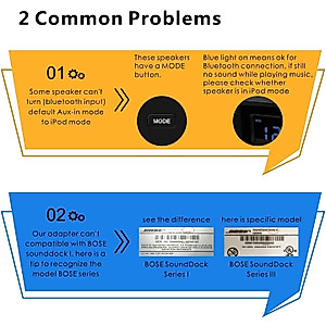 30 Pin Bluetooth Adapter, Wireless 30Pin Stereo Audio Adapter Bluetooth 5.0 Music Receiver for Bose Sounddock II 2 10 Lifestyle V35 135 Digital Music System Home Entertainment Speakers