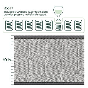 ZINUS 10 Inch Comfort Support Cooling Gel Hybrid Mattress, Queen, Tight Top Innerspring Mattress, Motion Isolating Pocket Springs, Mattress in A Box