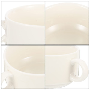 Hemoton Handle Soup Bowl Soup Bowls with Handles Ceramic Serving Bowls Porcelain Ramekin Bowl Set for Salad Cereal Dessert Ice Cream Stew Bowl White Soup Bowl Soup Bowl Soup Bowl Soup Bowl Soup Bowl