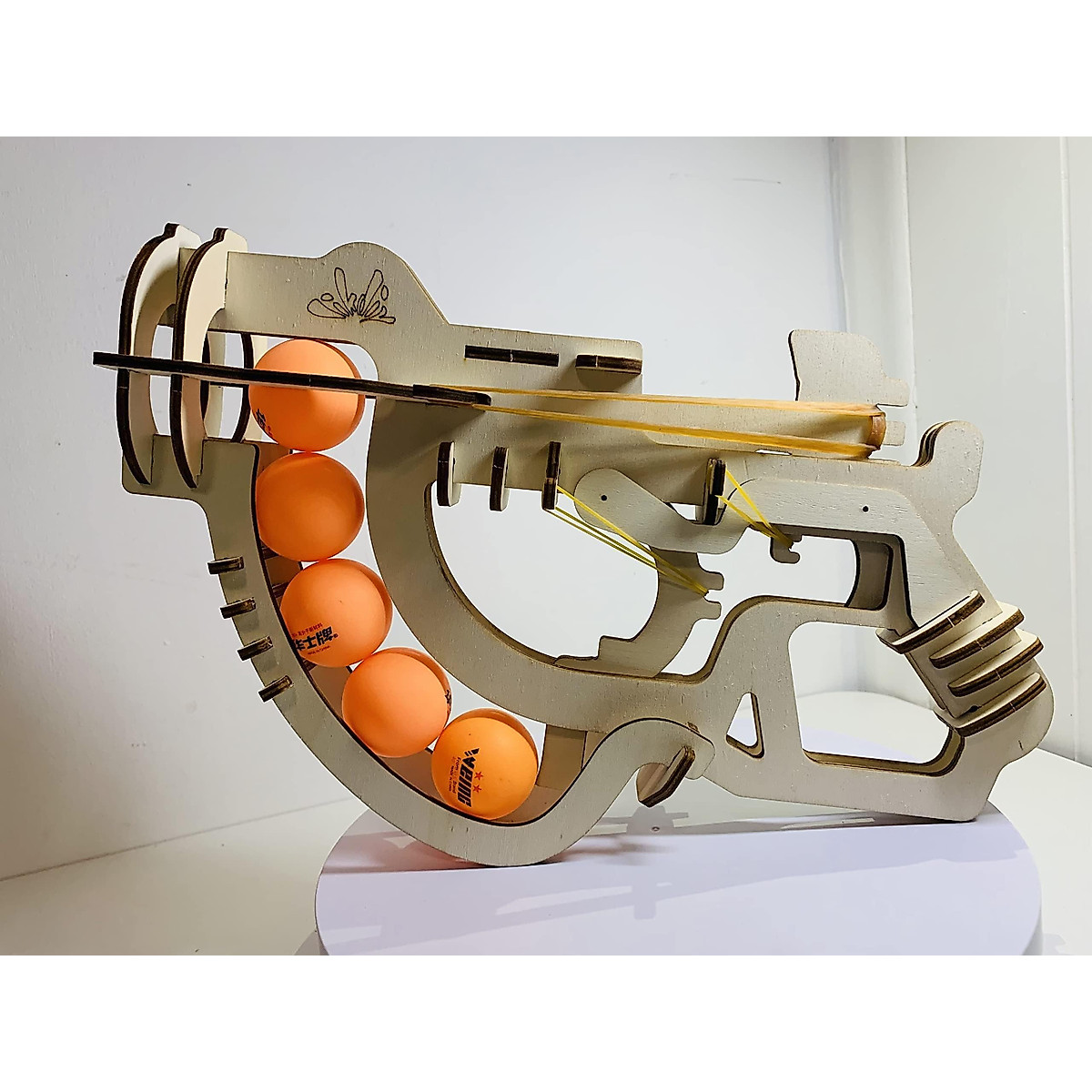 3D Wooden PuzzleRubber Band Gun-Table Tennis Gun, Table Tennis Shooter