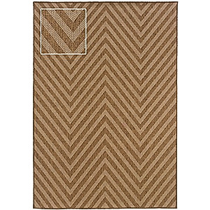 Christopher Knight Home Keystone Chevron Indoor/Outdoor Area Rug, 3' 7" X 5' 6", Light Tan