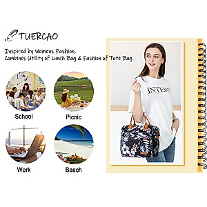 TuErCao Lunch Box for Women - Adult Insulated Lunch Bag Ladies Lunch Tote Bag for Work Loncheras para Mujer de Trabajo, Floral