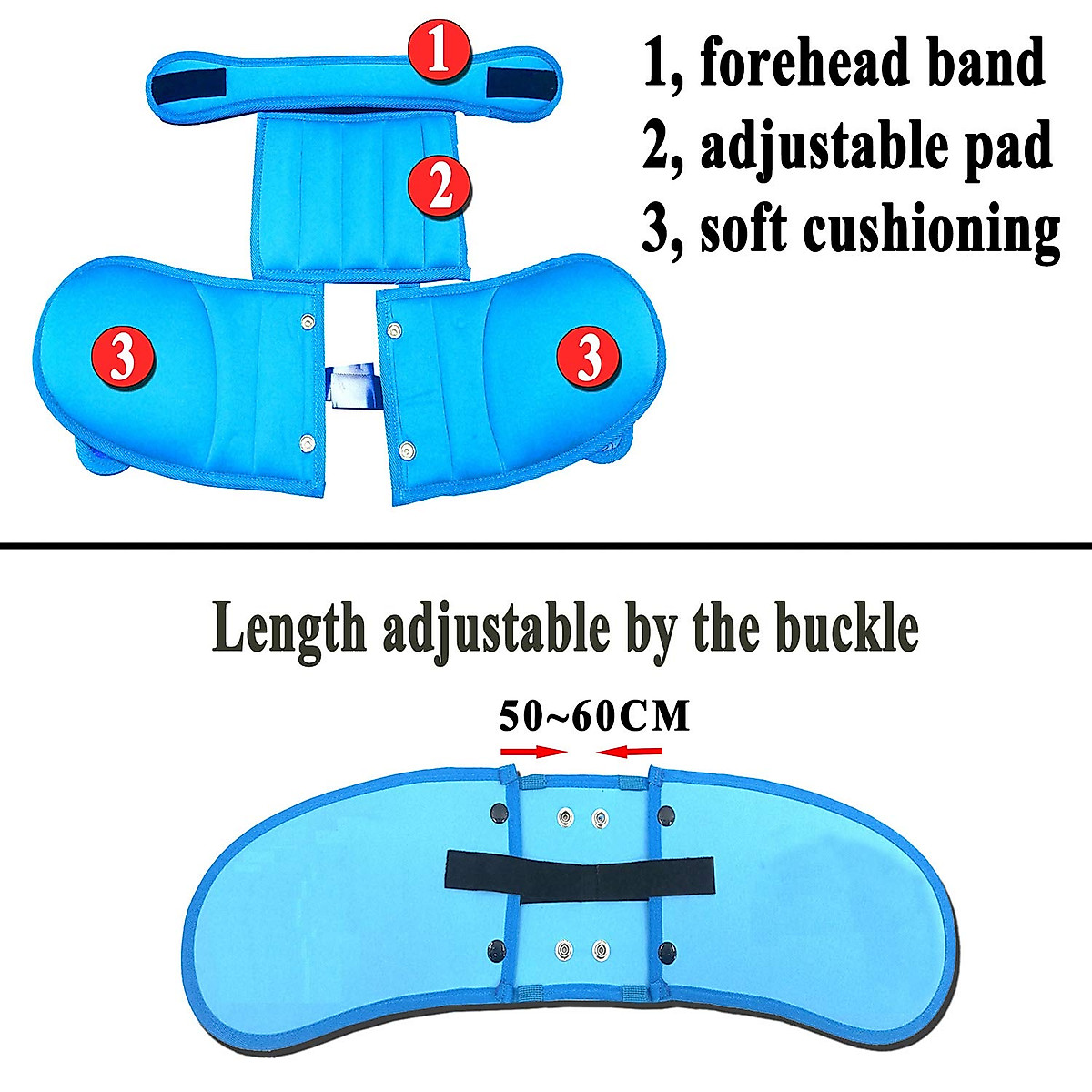 Adjustable Child Car Seat Head Support, Universal Suitable for Both Children and Adults, Head Protect Pad on Child Car Seat, Safety Car Sleeping Headrest for Child, Infants, Toddlers and Adults (Blue)