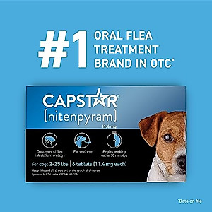 CAPSTAR (nitenpyram) Oral Flea Treatment for Dogs, Fast Acting Tablets Start Killing Fleas in 30 Minutes, Small Dogs (2-25 lbs), 6 Doses