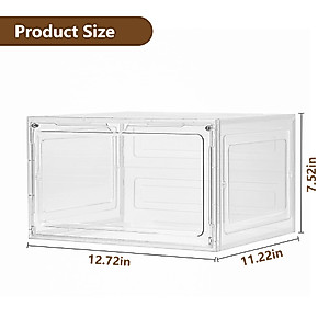 LXLXXL Storage Bins with Lids, 6 Pack Clear Plastic Storage Containers with Magnetic Acrylic Door, 19 Qt Stackable Storage Box for Home,Office Organizing,white