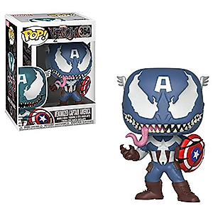 POP Marvel: Venom - Venomized Captain America Funko Pop Vinyl Figure (Bundled with Compatible Pop Box Protector Case), Multicolored, 3.75 inches
