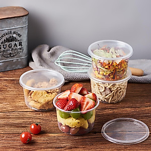 FULING [50 Set - 16 oz. Plastic Deli Disposable Food Storage Containers With Airtight Lids …