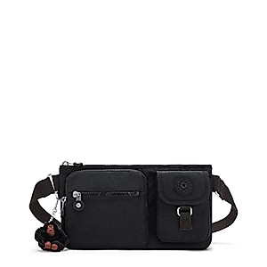Kipling Women's Presto Pack, Waist Strap with Clip Closure, Nylon Small Travel Handbag, Black Tonal, 11.25''L x 6.5''H x 1.25''D
