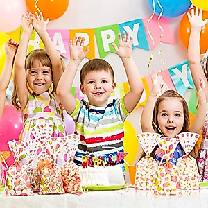 Labeol Cellophane Treat Bags 5x11 Party Favor Bags Candy Bags Goodie Bags Cookie Bags Clear Gift Bags for Valentines Day Birthday Party Wedding Baby Shower Pink Gold