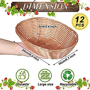 12 Pack Bulk Plastic Oval Basket Small Fruit Bread Basket Food Storage Basket Bin for Gifts Empty Home Kitchen Restaurant Food Serving Storage Display Decor