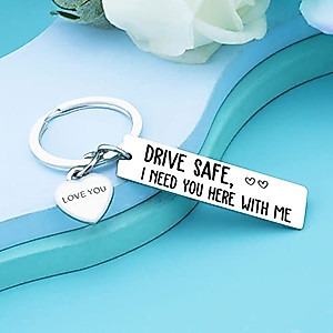 Christmas Gift For Stocking Stuffer Men Women Drive Safe Keychain Gifts for Men Boyfriend - I Need You Here With Me Driver Keyring From Daughter Son Wife Girls Birthday Christmas Anniversary