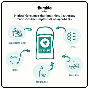 HUMBLE BRANDS Original Formula Aluminum-free Deodorant. Long Lasting Odor Control with Baking Soda and Essential Oils, Moroccan Rose, Pack of 1