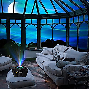 Aurora Galaxy Projector Light, Star Projector with Music Speaker, Night Light Projector with Moon, Northern Lights Projector for Bedroom, Gaming Room, Home Theater, Ceiling