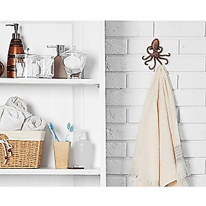 Stonebriar Cast Iron Octopus Decorative Wall Hook, Unique Nautical Design, Multiple Hooks , Bronze