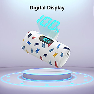 Small Portable Charger for iPhone,5000mAh Colorful Mini Power Bank,PD Fast Charging Portable Phone Charger,LCD Display Cute Battery Pack Compatible with iPhone 14/14 Pro Max/13 Pro/12/11/X/8/7/6 etc