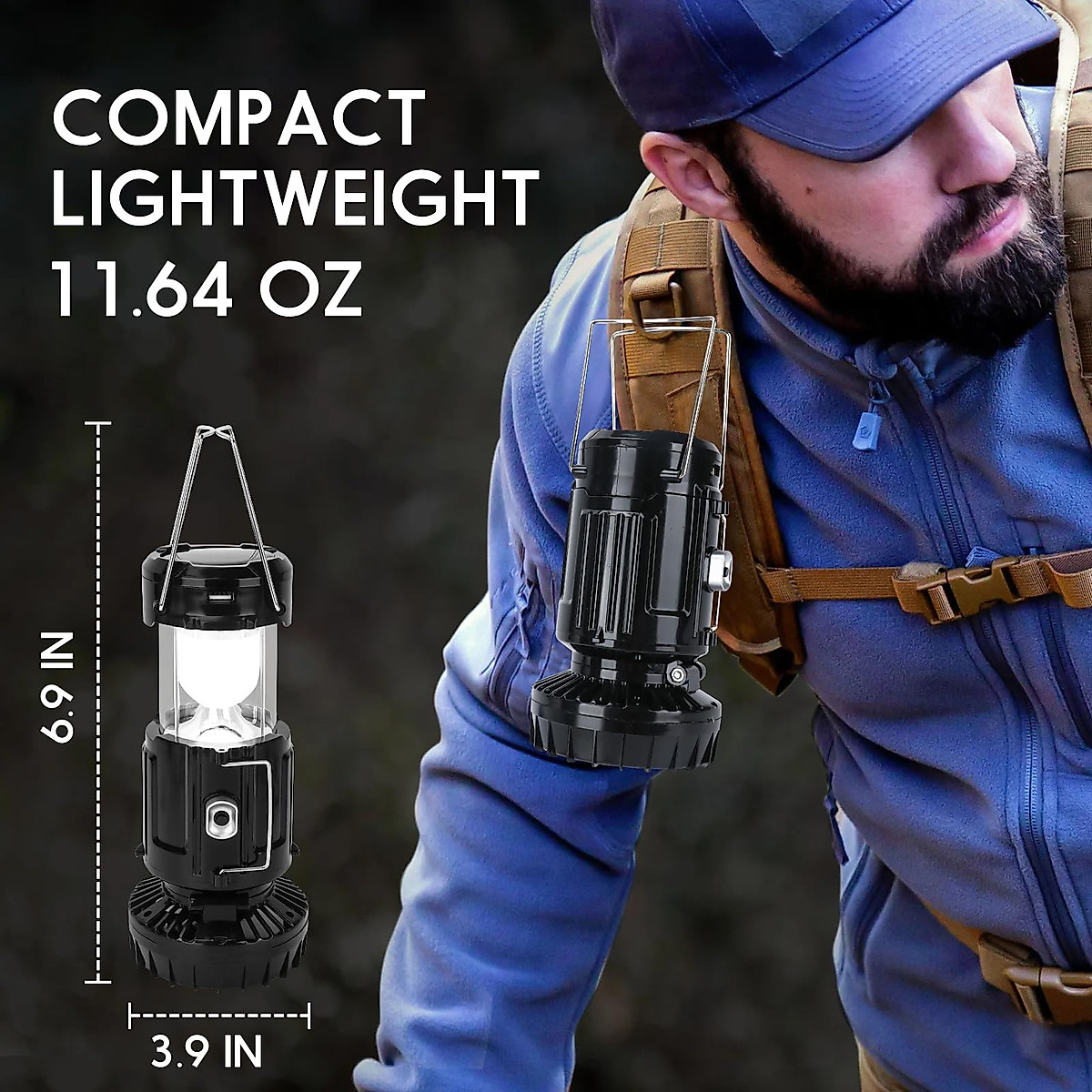 2024 Upgrade Solar Powered Camping Lantern with Fan - Stay Cool and Well-lit During Outdoor Adventures with This Versatile Lantern Featuring a Built-in Fan for Added Comfort.