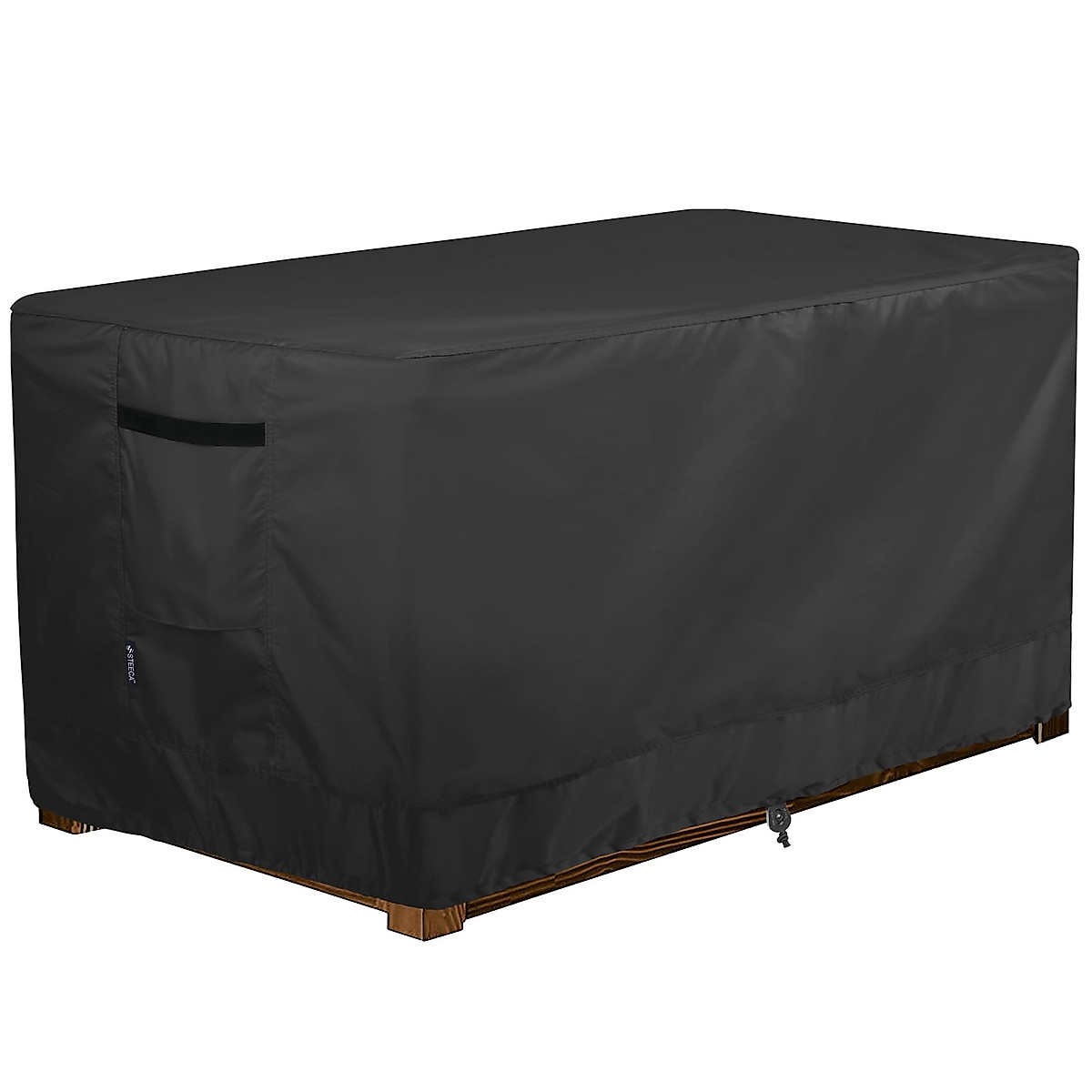 STEECA Patio Deck Box Cover Waterproof Outdoor Rectangular Storage Bench Cover 52L x 28W x 26H inch, Black