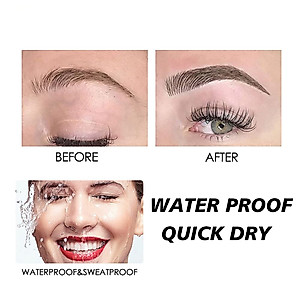 Timipoo 2 in 1 Waterproof Eyebrow Pencil, Tattoo Liquid Pencil with Eyeliner, Micro Fork Tip Applicator, Natural Hair-Like Makeup Precision All Day Wear (03# DARK BROWN)