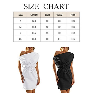 LILLUSORY Summer Dresses for Women 2023 Trendy A-Line One Sleeve Ladies Dresses Vacation Beach Dress Beige S