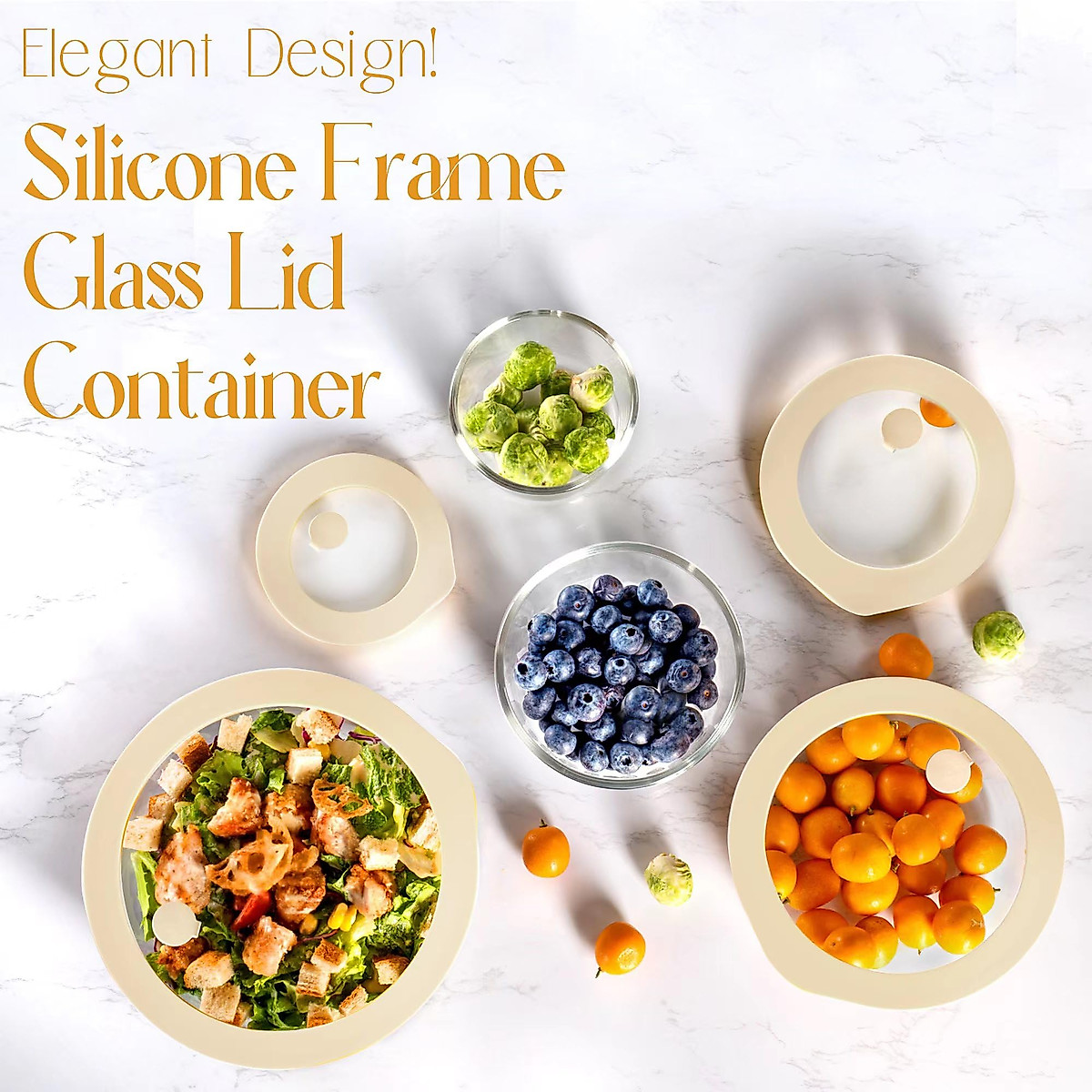 Urban Green Glass Food Container Set with Glass Lid, 4 Pack, Glass Food Containers with Silicone Framed Glass Lid, Airtight, Leakproof, 100% Plastic Free, Glass Meal Prep Containers