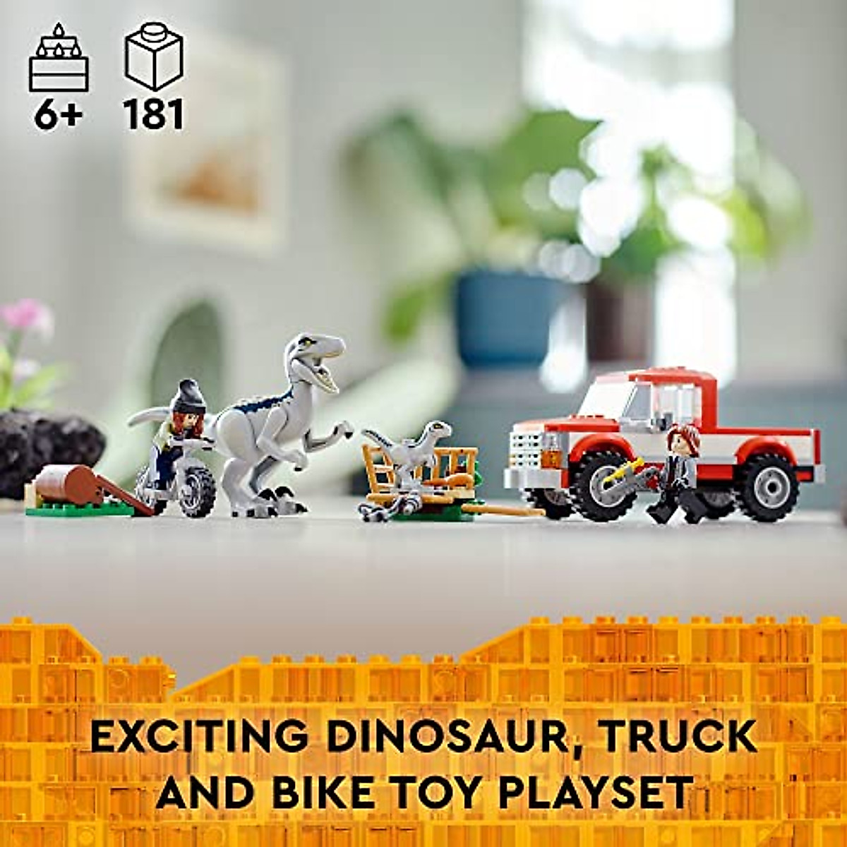 LEGO Jurassic World Blue and Beta Velociraptor Capture 76946 - Features Truck, 2 Indoraptor Dinosaur Toys, Action Minifigures, Dominion Movie Inspired Set, Great Gift for Kids Aged 6+ Years