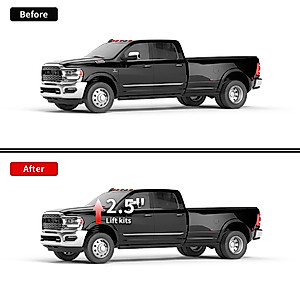 2.5'' Front Leveling Kit for 2014-2023 Ram 2500 4WD, 2013-2023 Ram 3500 4WD, 2.5 inch Leveling Lift Kits Spring Strut Spacers with Shock Relocation Brackets Compatible with Ram 2500 3500 4WD
