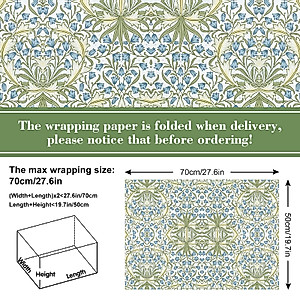 JarThenaAMCS 12 Sheets William Morris Floral Wrapping Paper -Not Roll- Greenery Gift Wrap Paper Folded Flat Art Paper for DIY Crafts Wedding Birthday Baby Shower, 19.7 x 27.6 Inch
