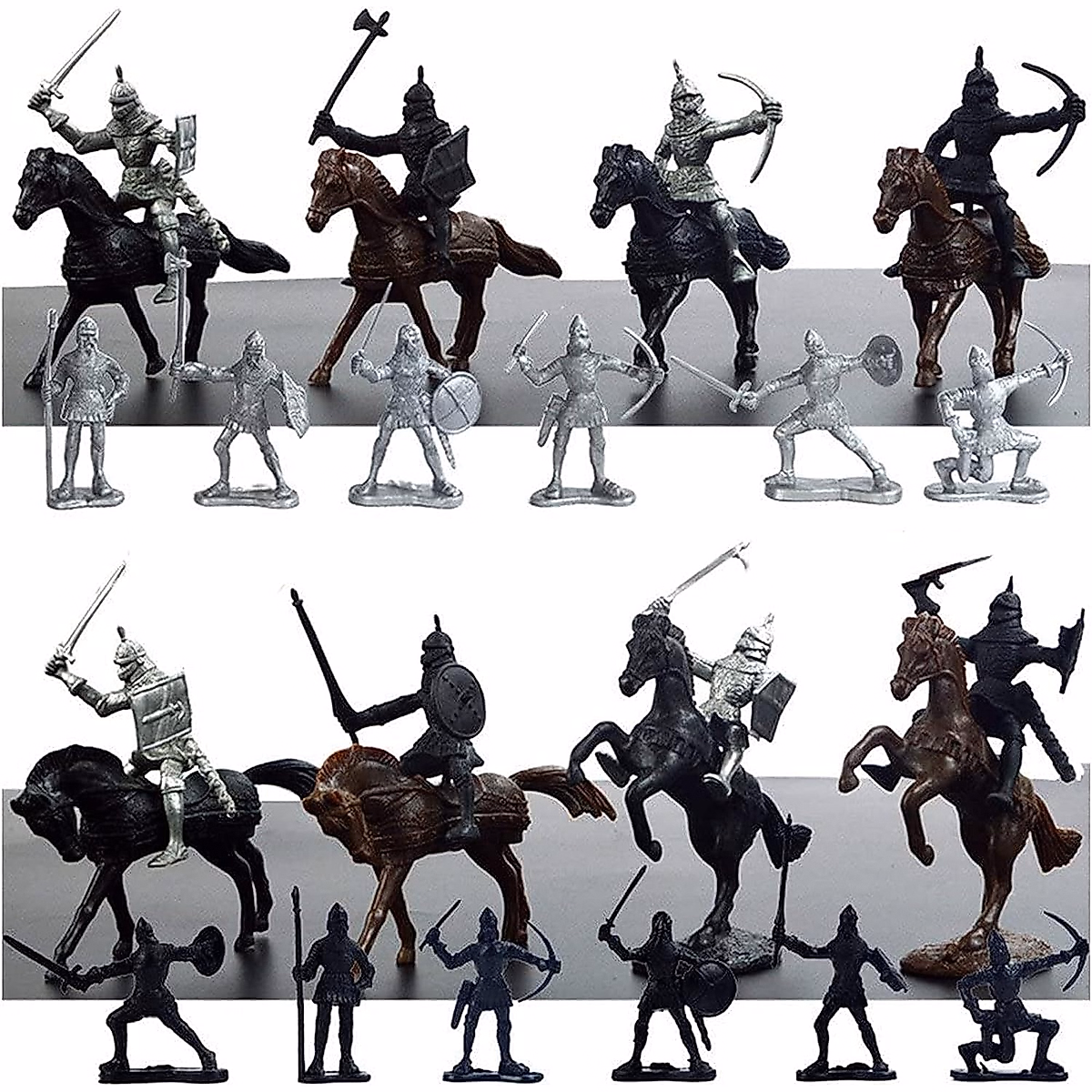 28 Pieces Knight & Horses Soldier Toys Army Men Action Figures, 3 Inch