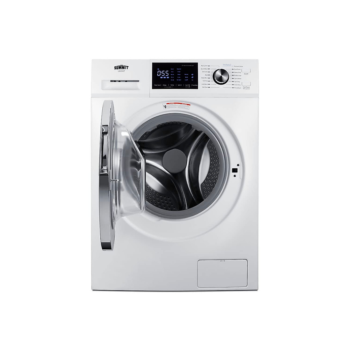 Summit Appliance LW2427 24" Wide ENERGY STAR Certified 110-120V Front-loading Washer with 15 Wash Programs, 1400 RPM, Touchscreen Display, Washing Cycle Selector Knob, Detergent Dispenser