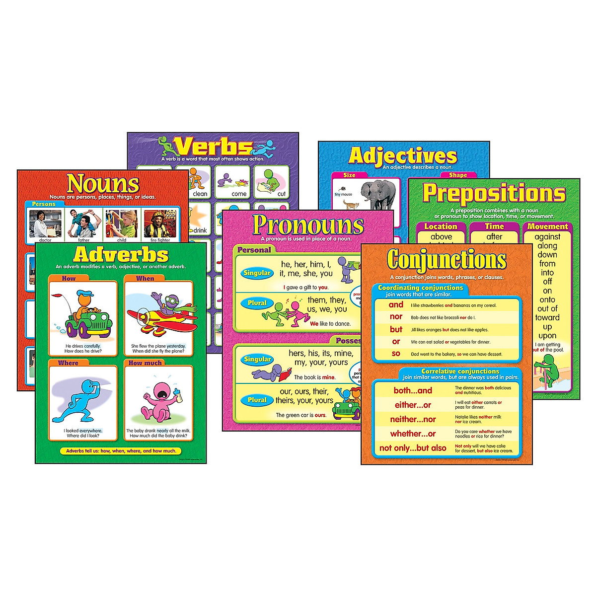 TREND enterprises, Inc. Seven Parts of Speech Learning Charts Combo Pack, Set of 7