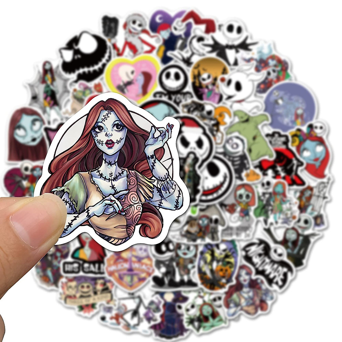 Nightmare Before Christmas Stickers, Halloween Stickers 50 Pack, Cute Vinyl Waterproof Stickers Decals for Laptop, Water Bottles, Guitar, Skateboard Stickers for Teens