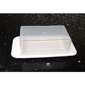 Standard Butter Dish White Base Smoked Clear Top