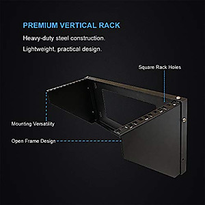 KENUCO 19 Inch Steel Vertical Rack and Wall Mountable Server Rack Mount (Black-3U)