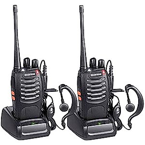 Baofeng BF-888S Ham Two Way Radio, Walkie Talkie with Rechargeable Battery Headphone Wall Charger Long Range 16 Channels (2 Pack)