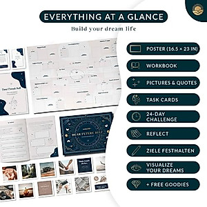 Mindmellow Vision Board Kit “Dear Future Self” - Vision Board Supplies with Wall Poster, Pictures, Workbook, Inspirational Cards - Vision Board Book