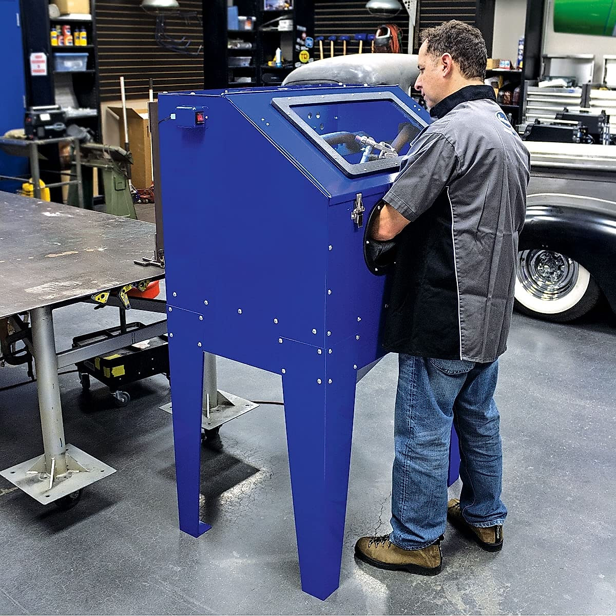 Eastwood B60 Sand Blasting Cabinet | Steel Sand Media Blaster Cabinet Kit | for Paint Removal, Metal Restoration, Rust Removal, Sandblasting | Holds Up to 120 Lbs of Abrasive Media