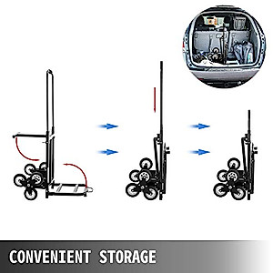 VEVOR Stair Climbing Cart 330lbs Capacity, Portable Folding Trolley with 6 Wheels, Stair Climber Hand Truck with Adjustable Handle for Pulling, All Terrain Heavy Duty Dolly Cart for Stairs
