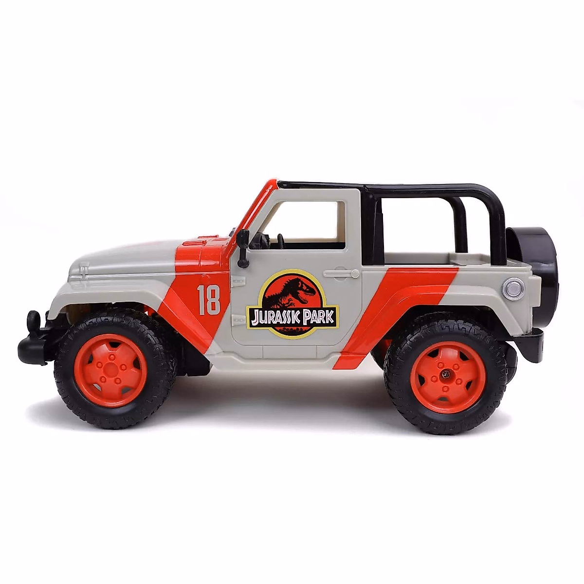 Jada Toys Jurassic World Hollywood Ride Jurassic Park Jeep Wrangler Remote Car Hollywood Rides Jurassic Park Jeep Wrangler - 1:16 Scale Radio Control Vehicle,Beige