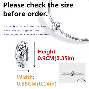 BISAER Stopper Beads Charm Spacers 925 Sterling Silver Vintage Spacer Bead Charms for Bracelets Stoppers