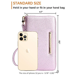 Bybetermon Women's Wallet Zip Around Wristlet RFID Blocking Purse Travel Wallet Clutch for Woman Men