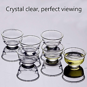 Teacups 1.3oz/40ml Clear Borosilicate Insulated Glass Traditional Chinese kung Fu Tea Cups for Drinking Tea, Wine whisky Liquor and Spirits Water,Set of 10